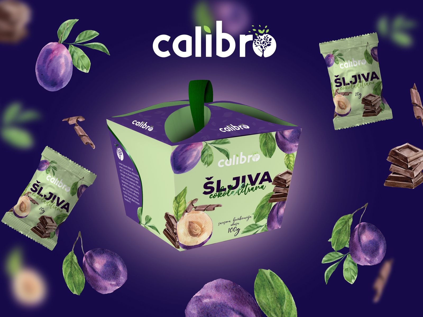 Chocolate plum package design and 3d model mockup by Selena Mijatovic ...