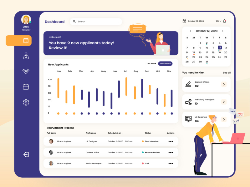 Recruitment dashboard by GoProtoz - Design Studio on Dribbble