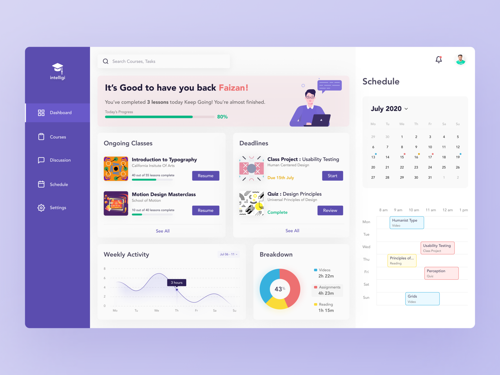 Educational Dashboard by Faizan Hussain Shaik on Dribbble