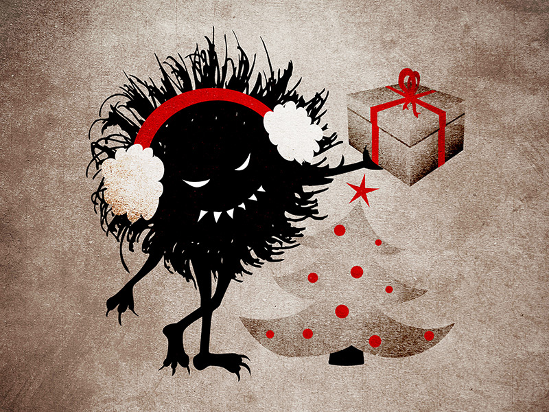 Evil Bug Gives Christmas Present by Boriana on Dribbble