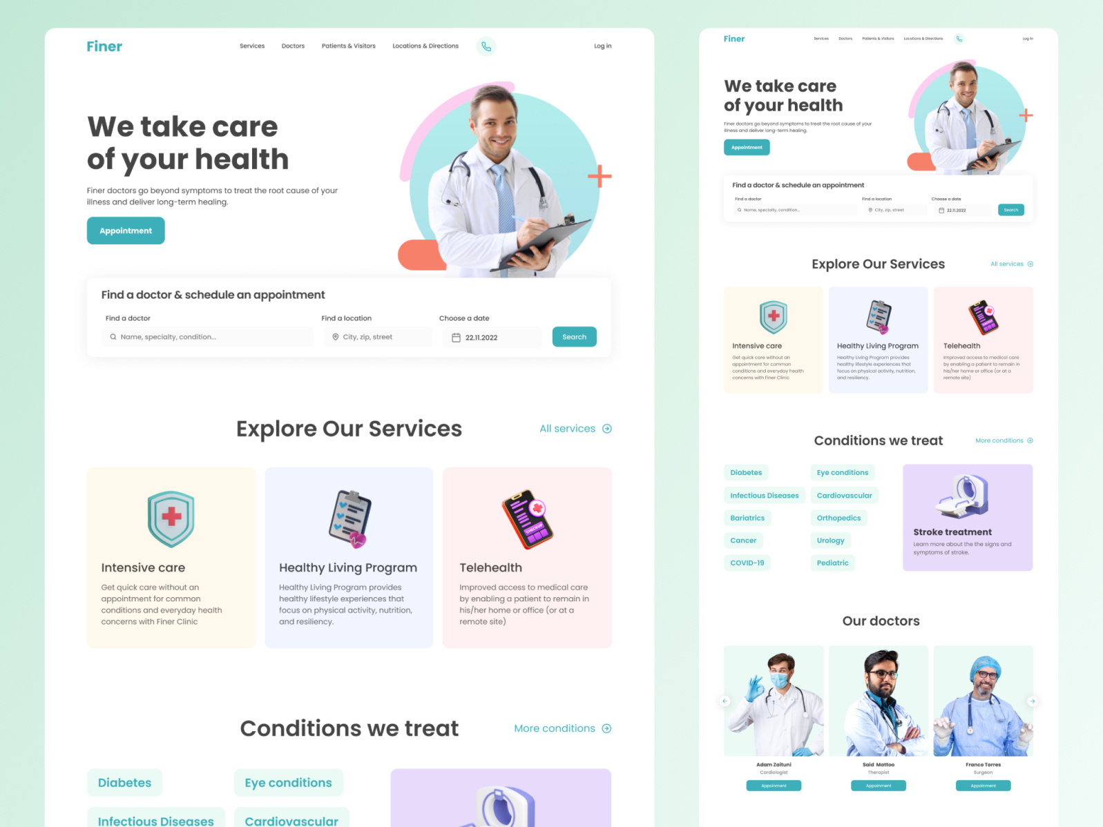 Finer – Medical Center Website by Israfil on Dribbble