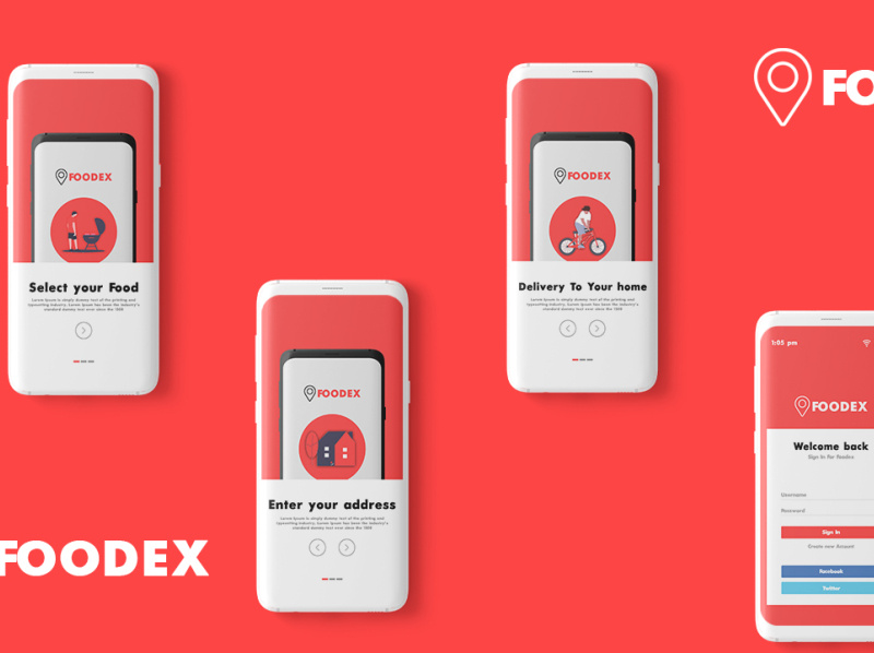 FOODEX app UI design by Mohit Kumar on Dribbble