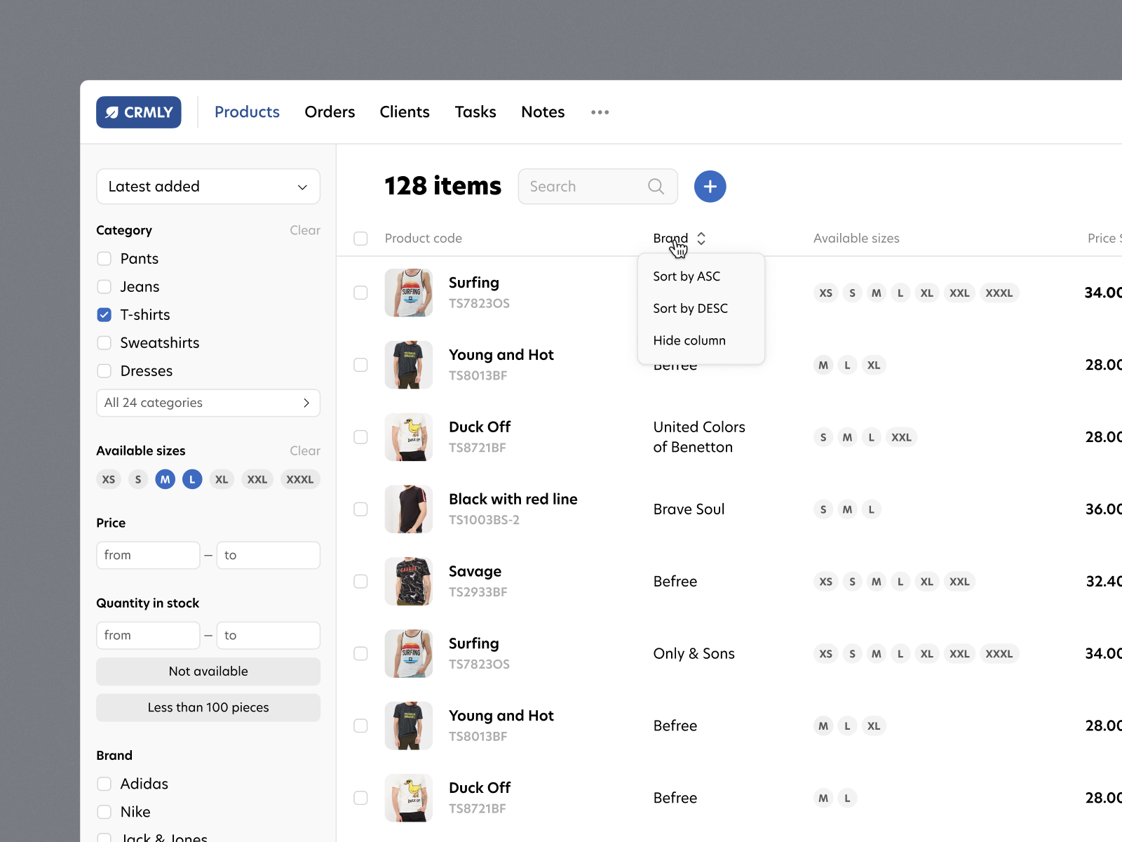 CRM — Table Filter by Anton Poznyak on Dribbble