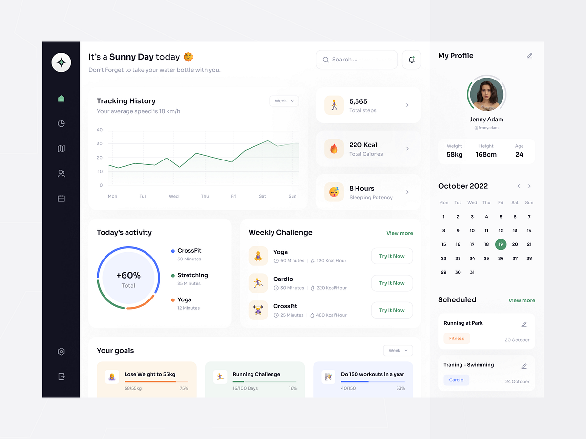 Fitness Dashboard designs, themes, templates and downloadable graphic ...