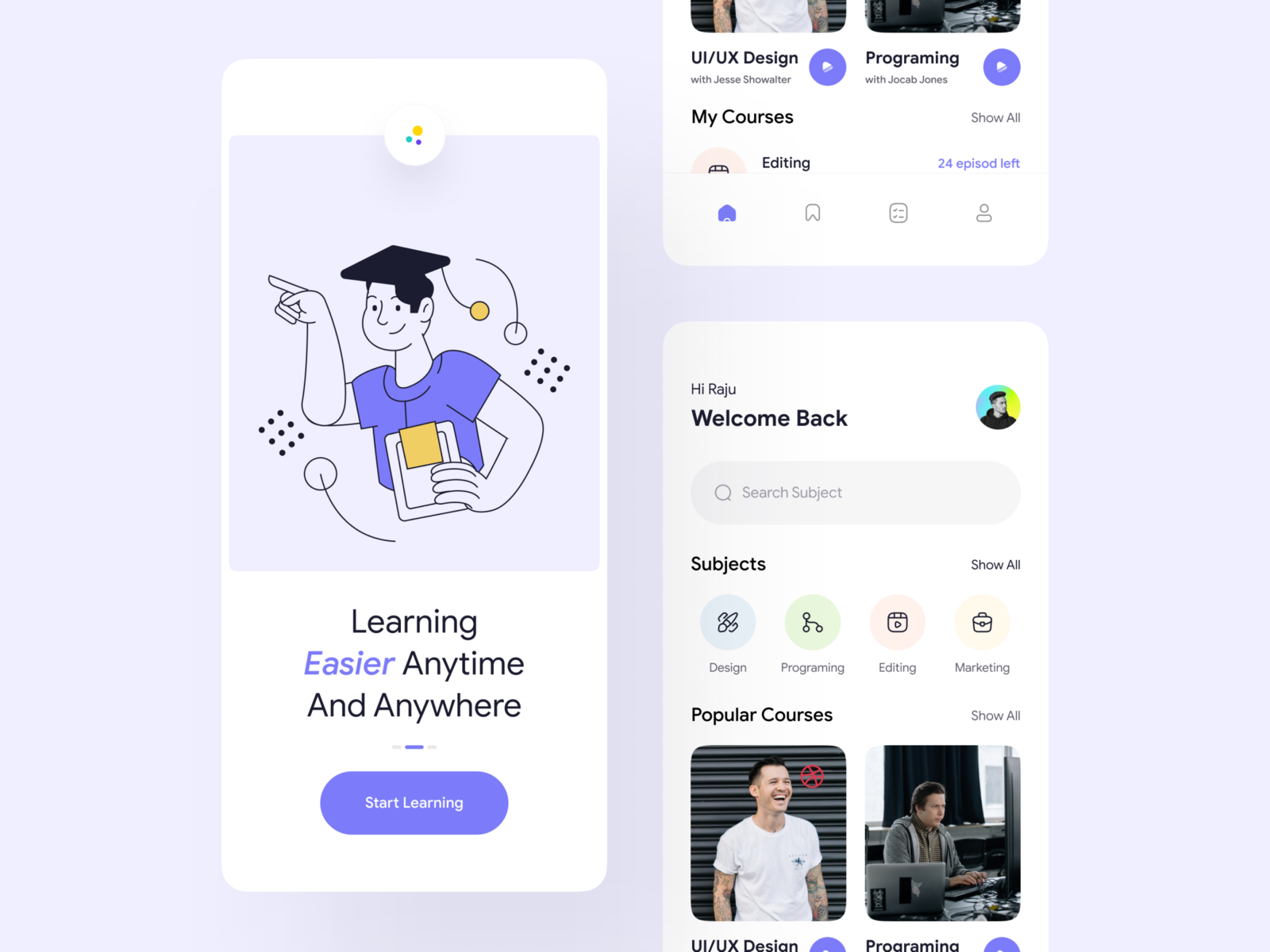 Learning App UI by Raju Husen on Dribbble