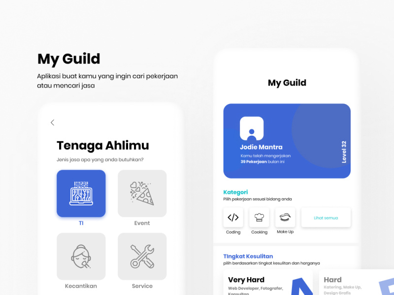 Application Design - My Guild by Jodie Mantra on Dribbble