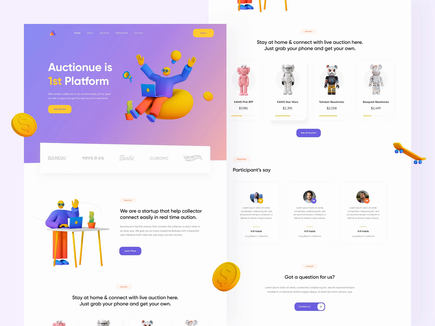 Auction Landing Page Exploration by Happy Tri Milliarta on Dribbble