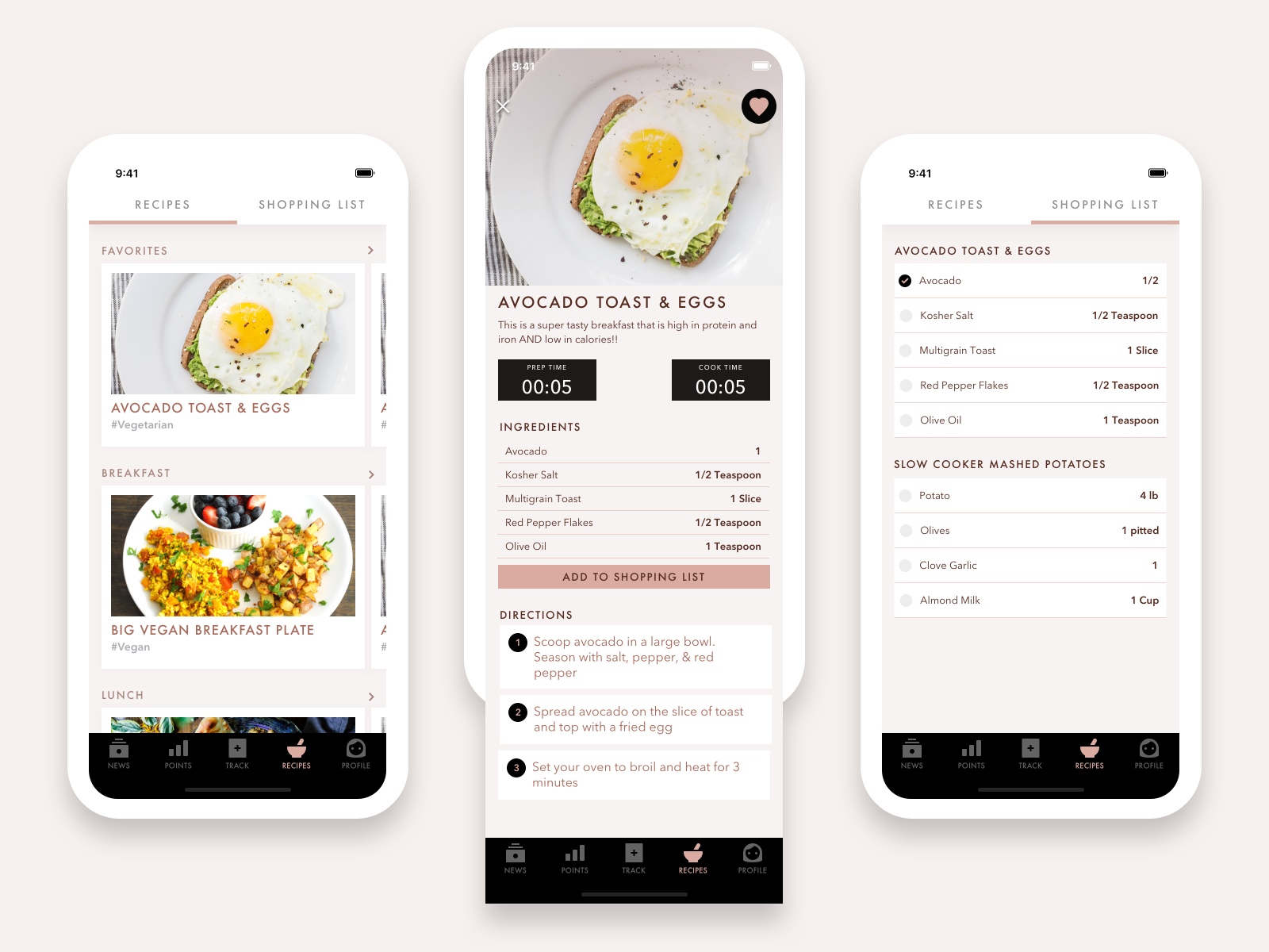 Recipes Section - Food Diary App by Jarrett Coger on Dribbble