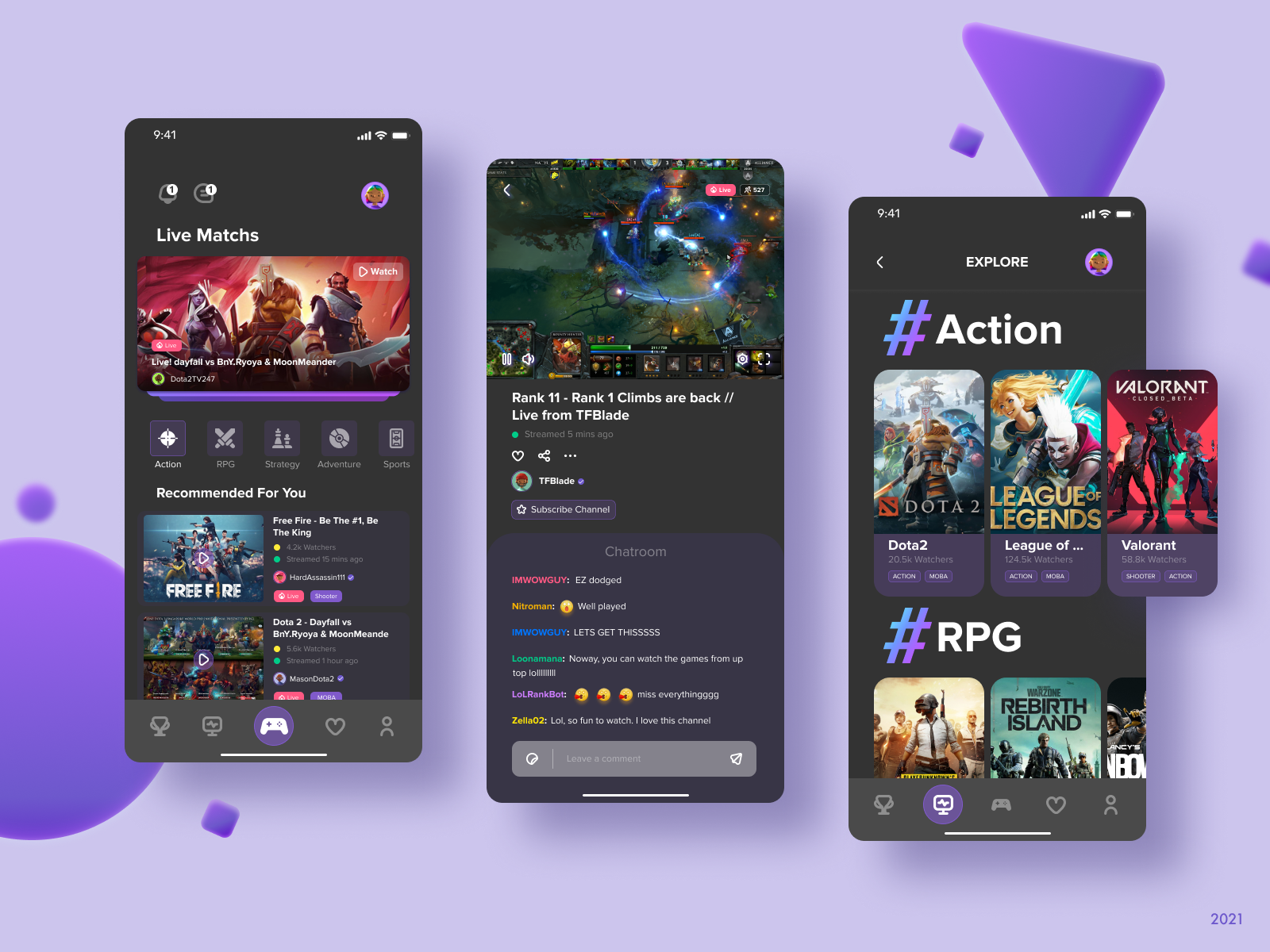 Live Game Streaming App by Donald Tran on Dribbble