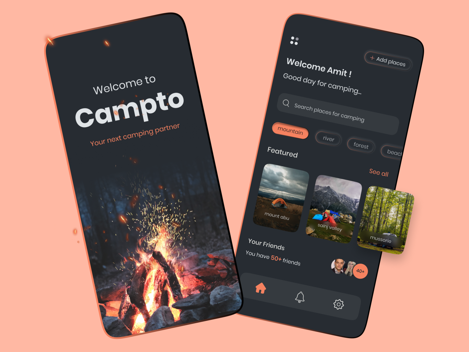 Camping app design by Amit Yogiraj on Dribbble