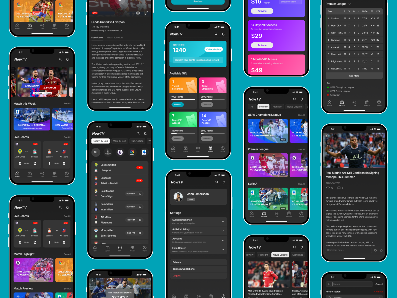 NowTV - The Future Of Football Streaming App by Budiyarto on Dribbble