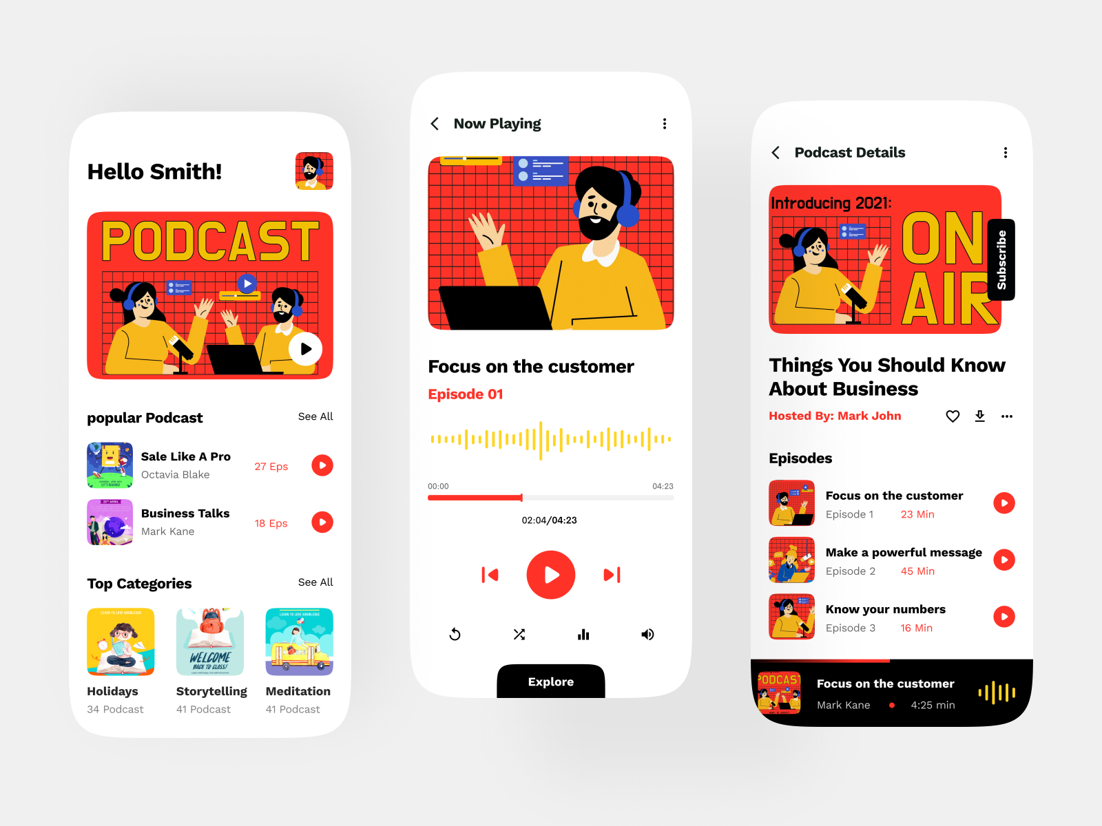 Podcast App UI Design by Akram Hossain on Dribbble