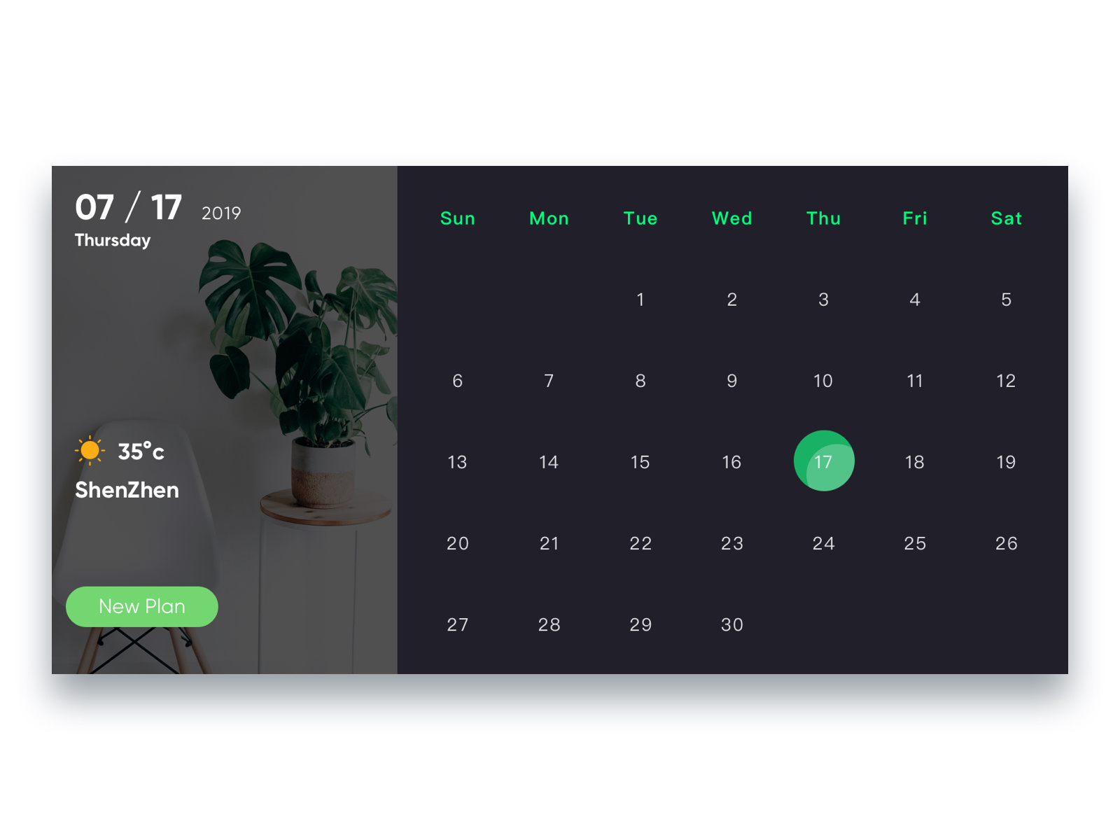 Calendar UI by JohnVarvatos on Dribbble