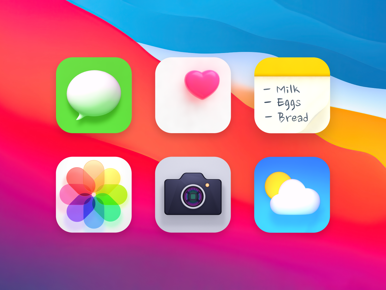iOS 14 3D icons by Alejandro Mizraji for Zeppelin Labs on Dribbble