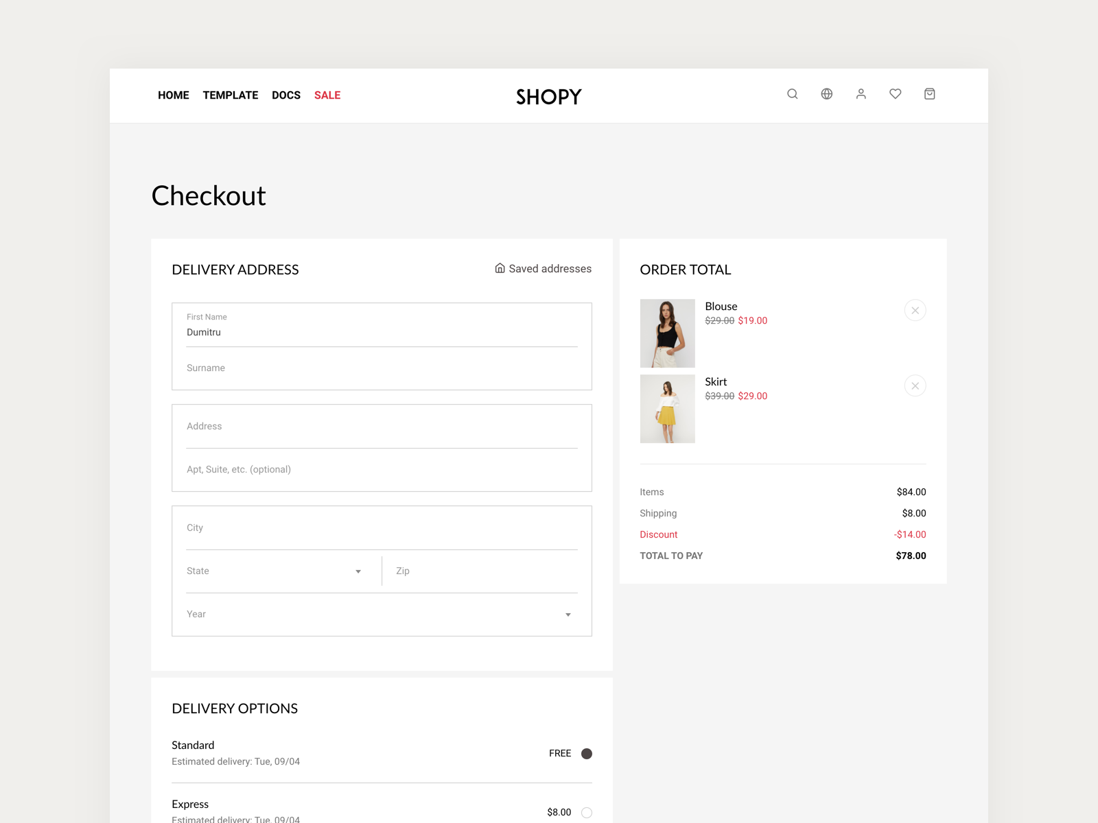 One Page Checkout Design by Dima Cebanas on Dribbble