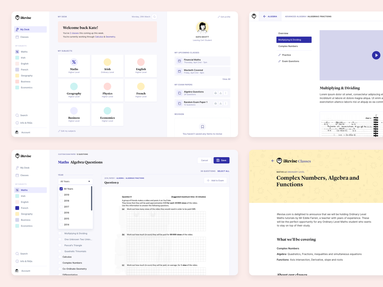 iRevise - eLearning Web App by Ciaran.Design on Dribbble