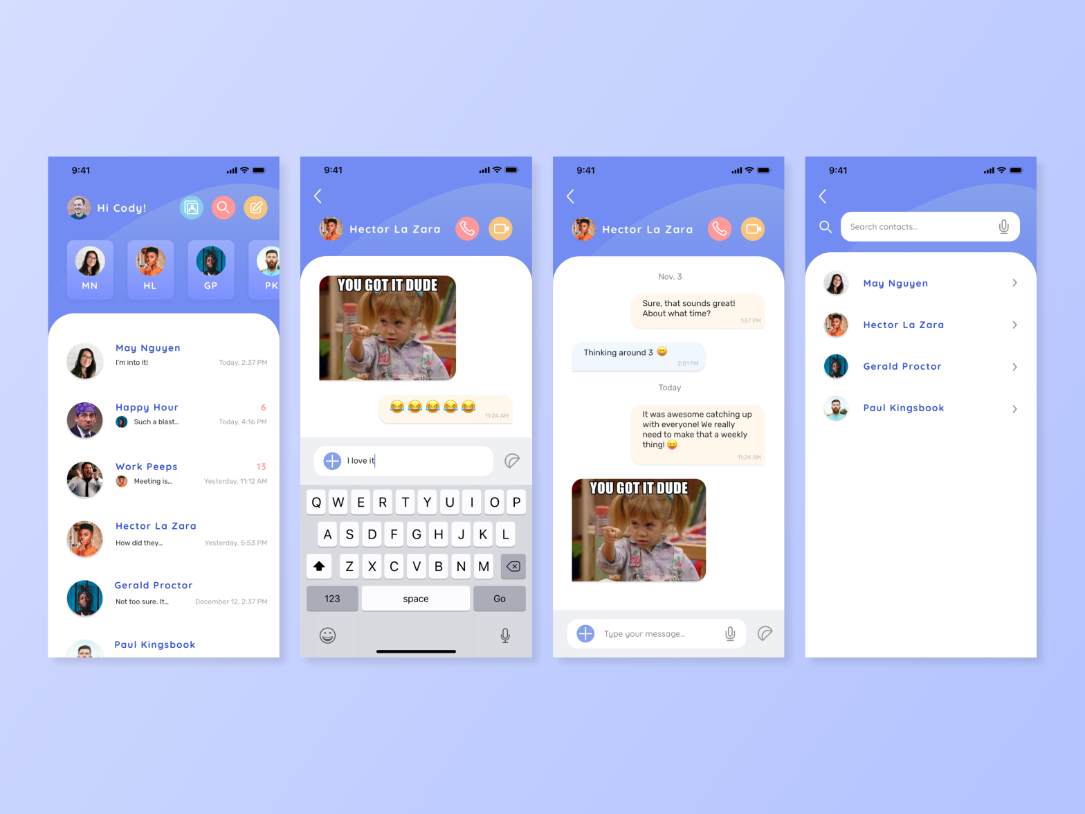 Chat app by Cody Pearce on Dribbble