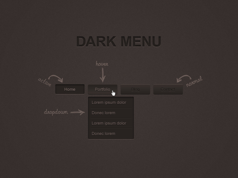 Dark Menu: Free PSD + CSS3 Tutorial by Ahmad Hania on Dribbble