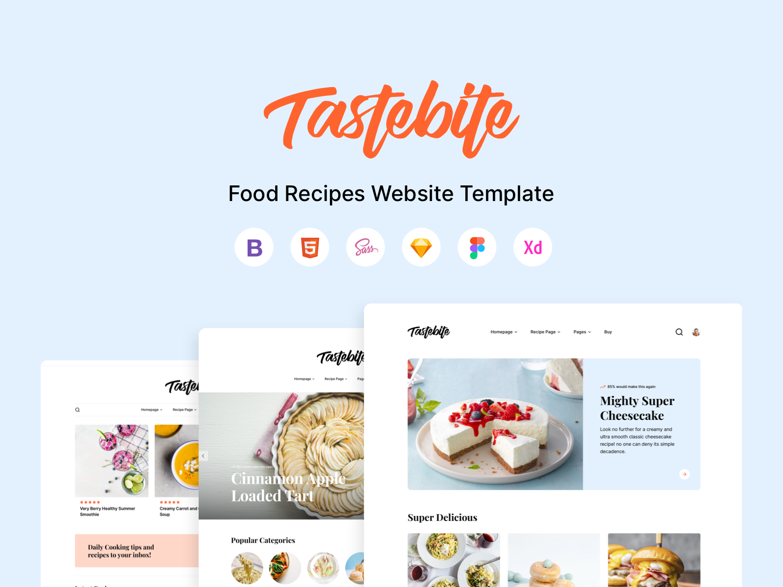 Tastebite - Food Recipes Website Template by Fabrx Design on Dribbble