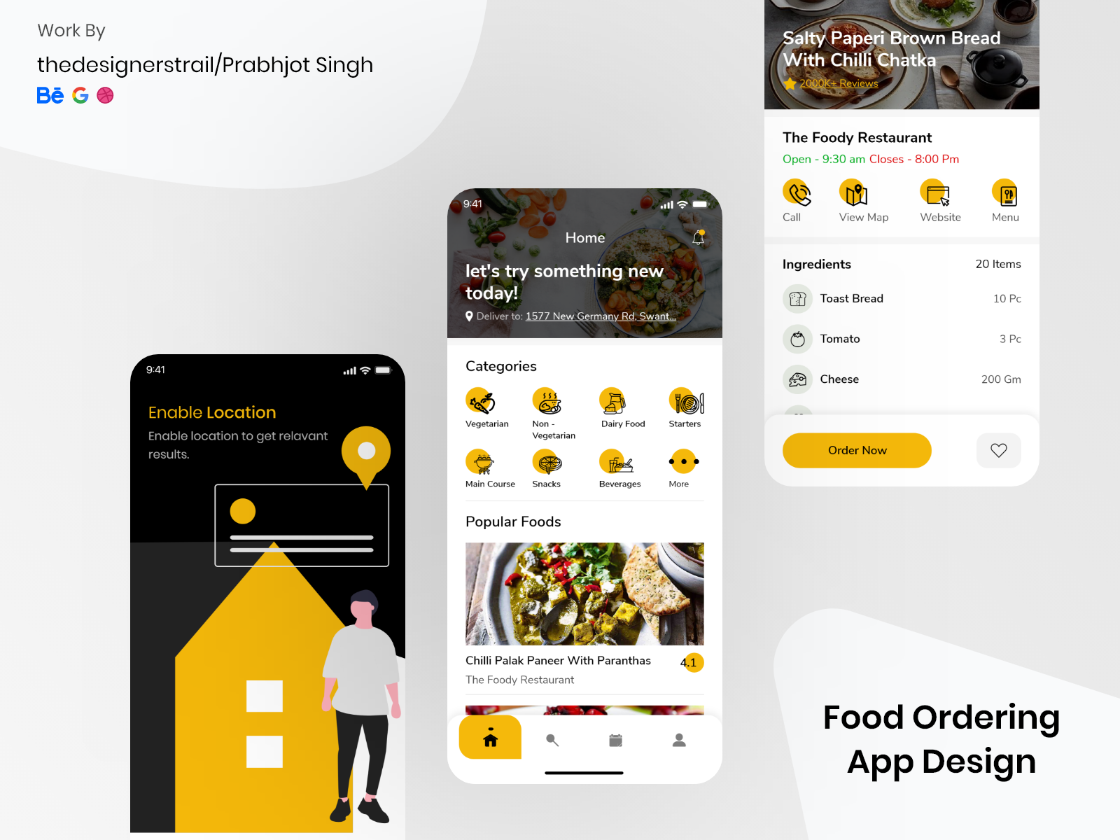Food Ordering App UI by Prabhjot Singh on Dribbble