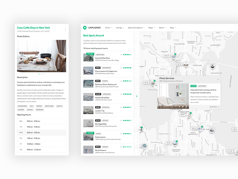 Map, markers and sliding detail by Lukas Vinclav on Dribbble