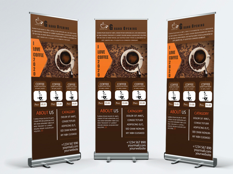 Creative Coffee Roll-Up Banner Design by Pixa Village on Dribbble