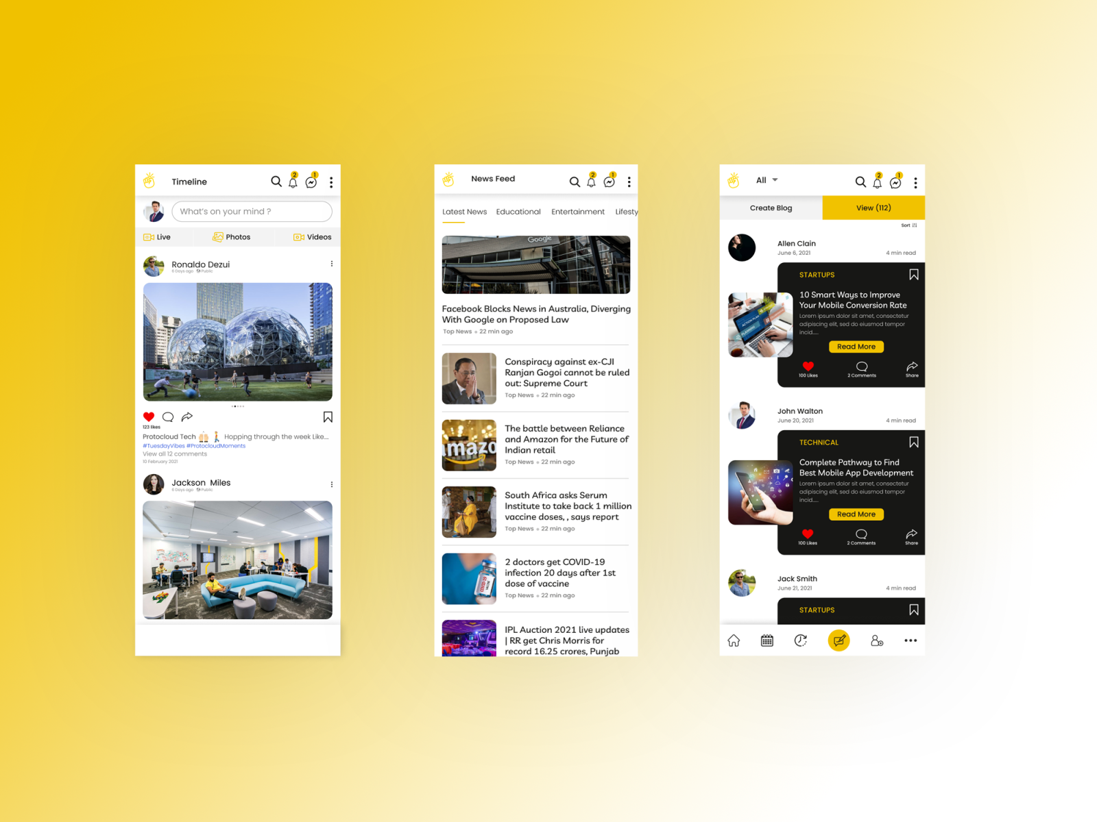 Social Media , News , Blog and many more in One UI by Protocloud ...