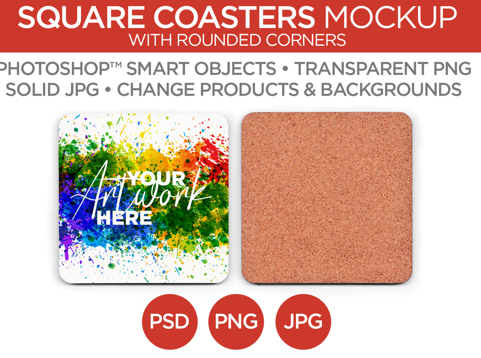 Square Coaster with Rounded Corners Mockup & Template by Mark Anthony ...