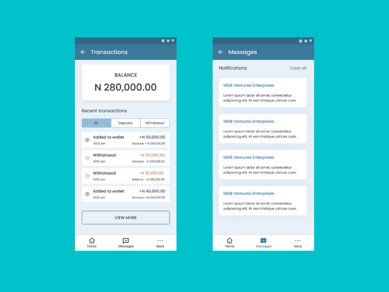 Transactions and message page UI (Ongoing) by Emmanuel Edigbe on Dribbble