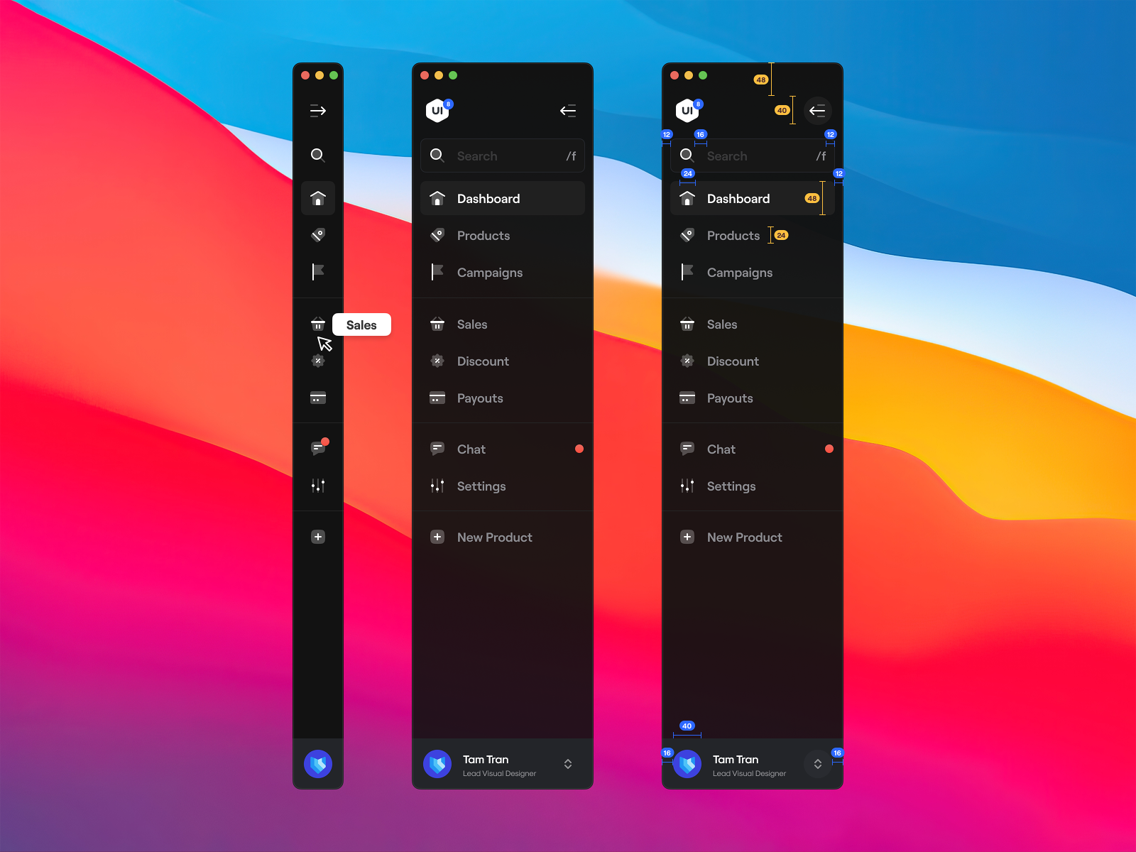 Sidebar Navigation for UI8 by Tran Mau Tri Tam for UI8 on Dribbble