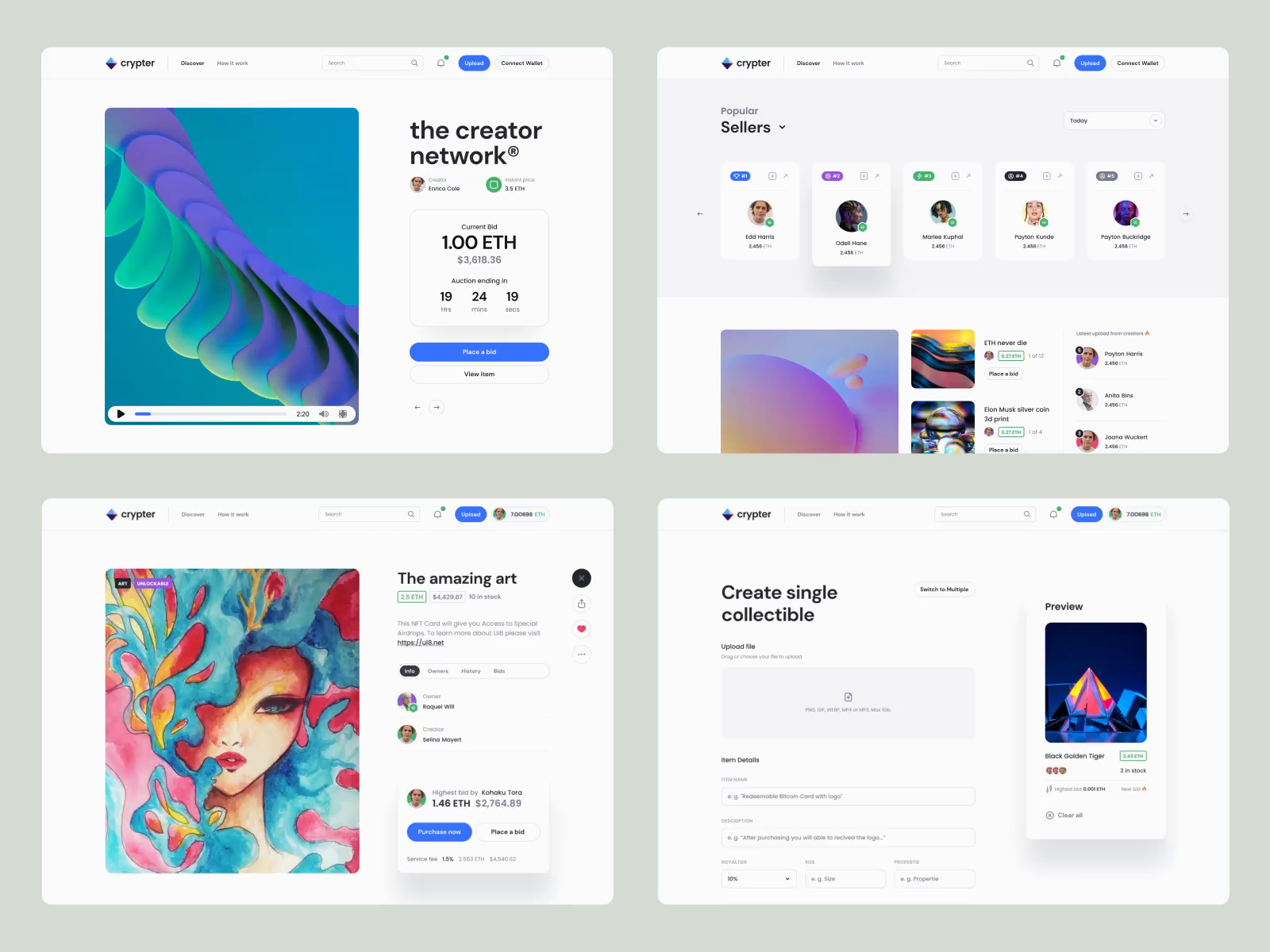 Crypter® – NFT Marketplace UI Kit – Coded Version by Tran Mau Tri Tam for UI8 on Dribbble