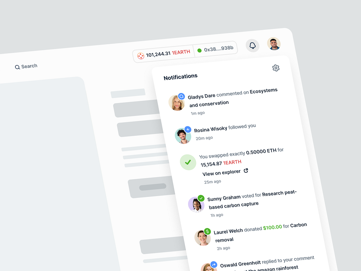 Notification Dropdown for Earth Fund by Tran Mau Tri Tam for UI8 on ...