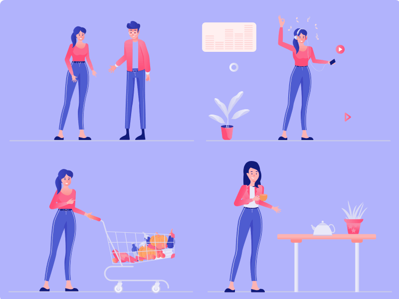 Set of everyday routine by Anastasia on Dribbble