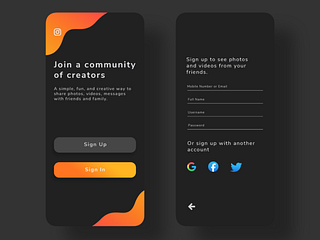 Instagram LogIn Screen Concept - Dark Mode by Luis Escoto on Dribbble
