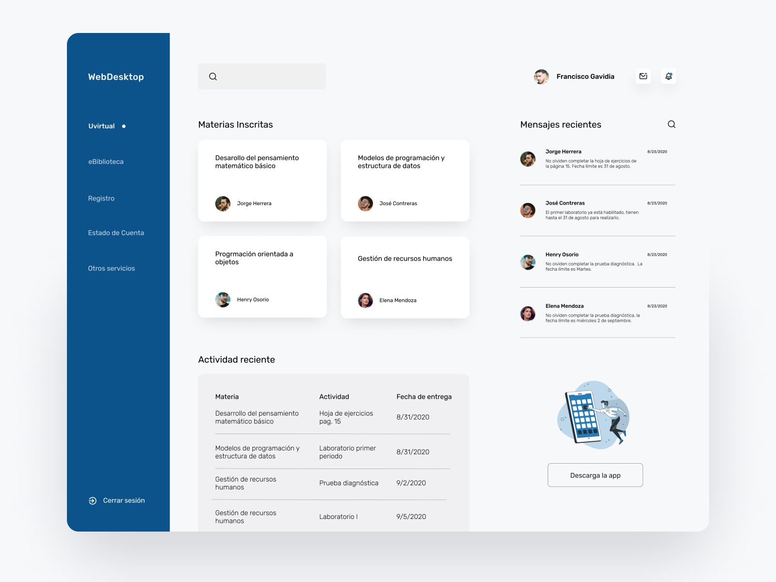 University Dashboard By Luis Escoto On Dribbble 3329