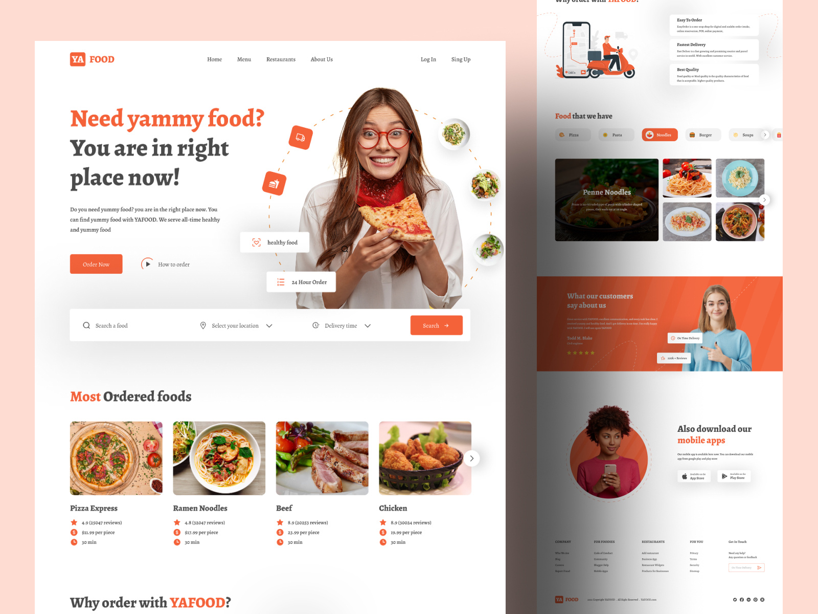 Food delivery landing page design by Zilan on Dribbble