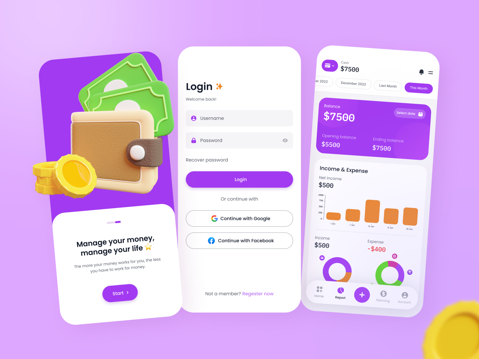 Money Manager App Exploration by Vicky Fikri 🦇 for SLAB Design Studio ...