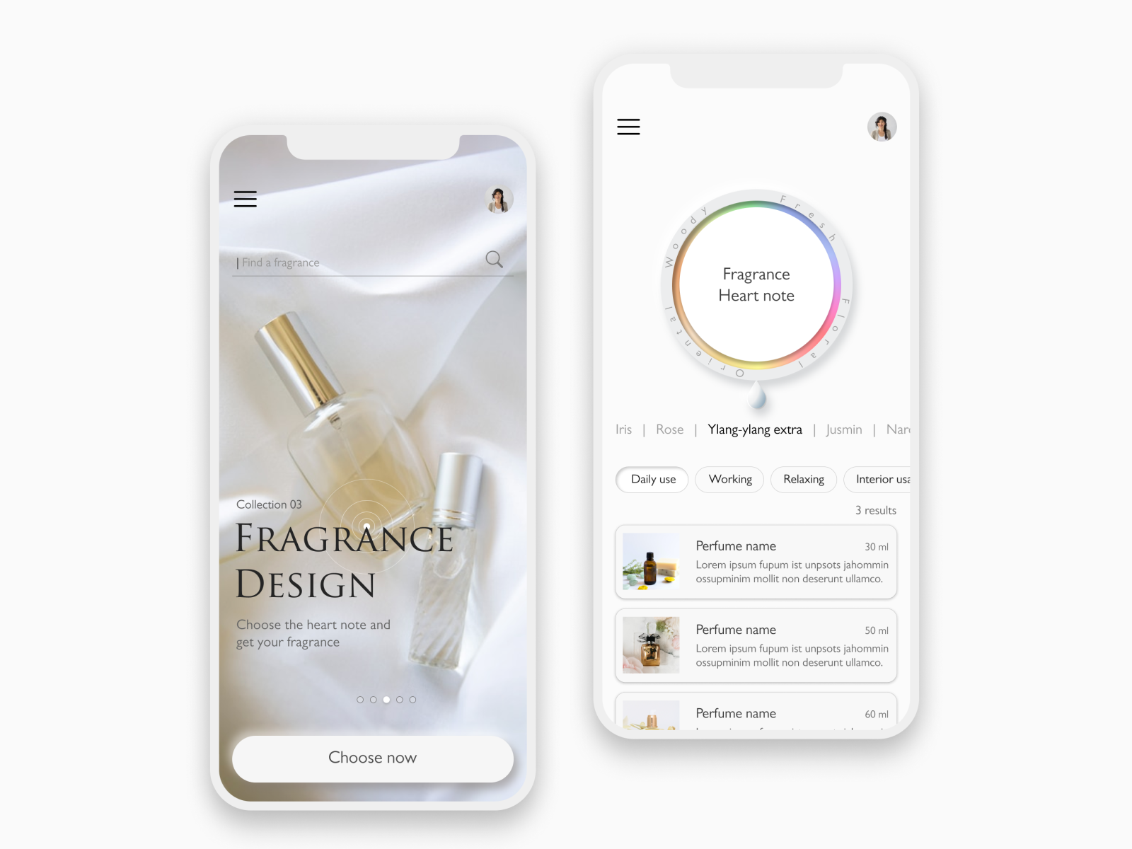 Fragrance choosing — UI UX by I-Ching CHEN on Dribbble