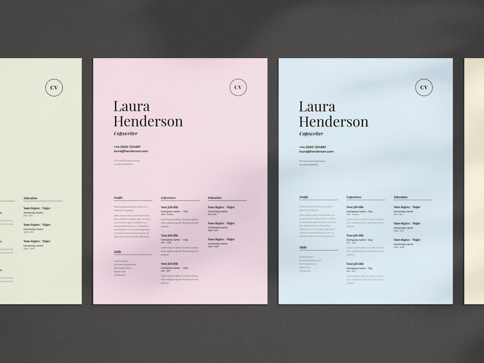 Laura | CV / resume template by CV House on Dribbble