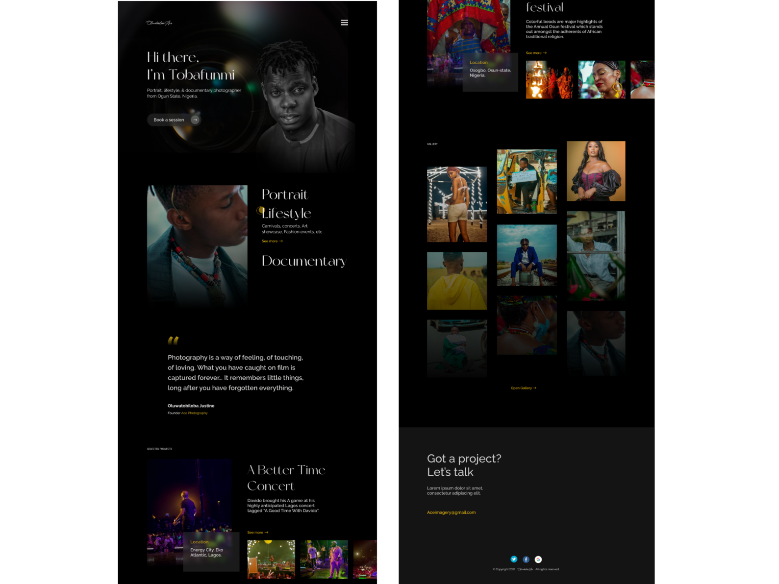 Photography Website by olawale kofoworola on Dribbble