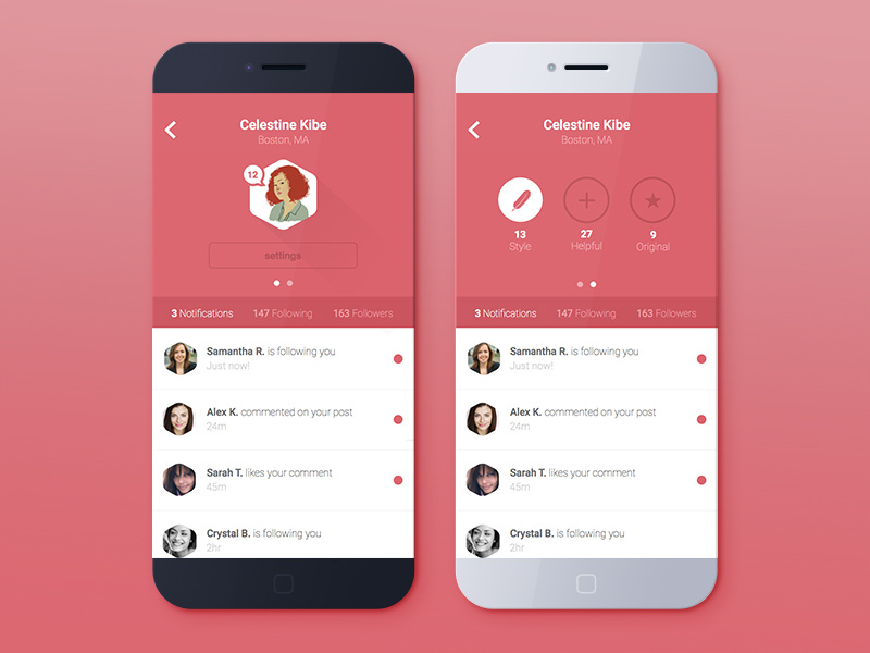 Profile Screen by yofred on Dribbble