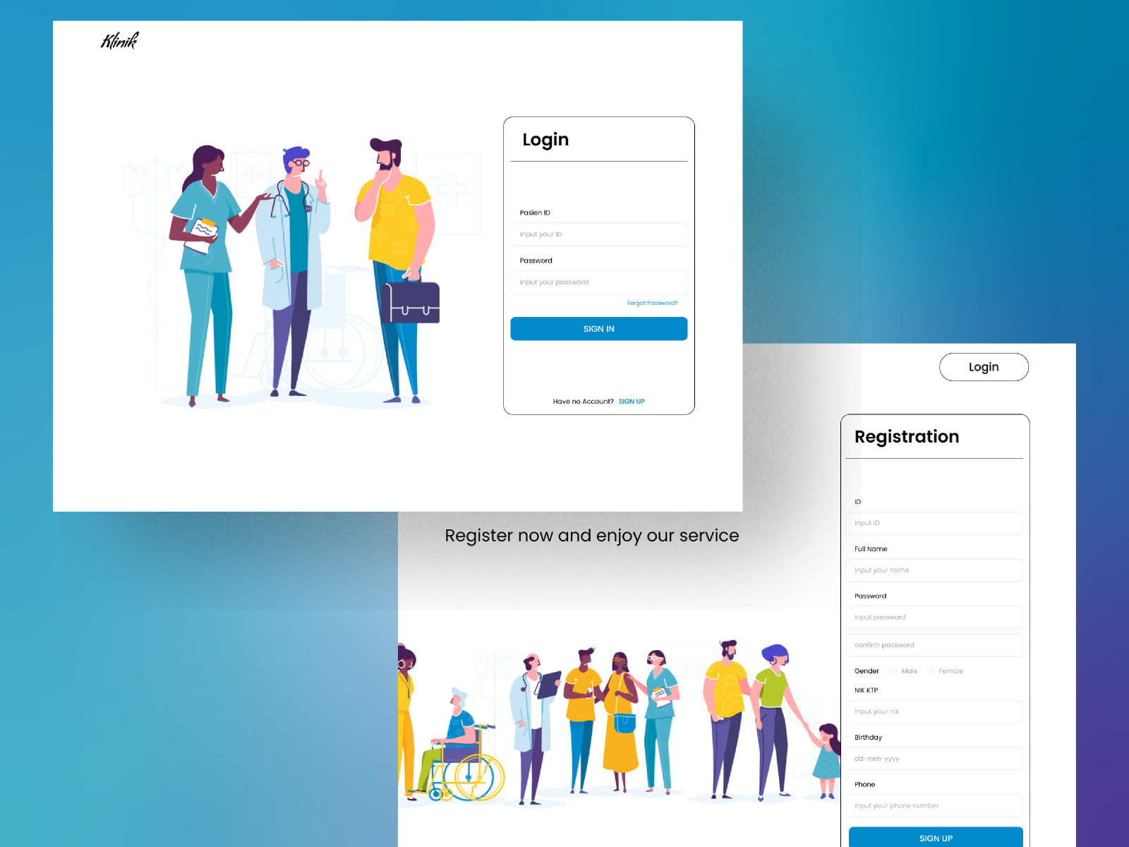 Klinik : sign in and sign up patient by Rakha Zahran on Dribbble