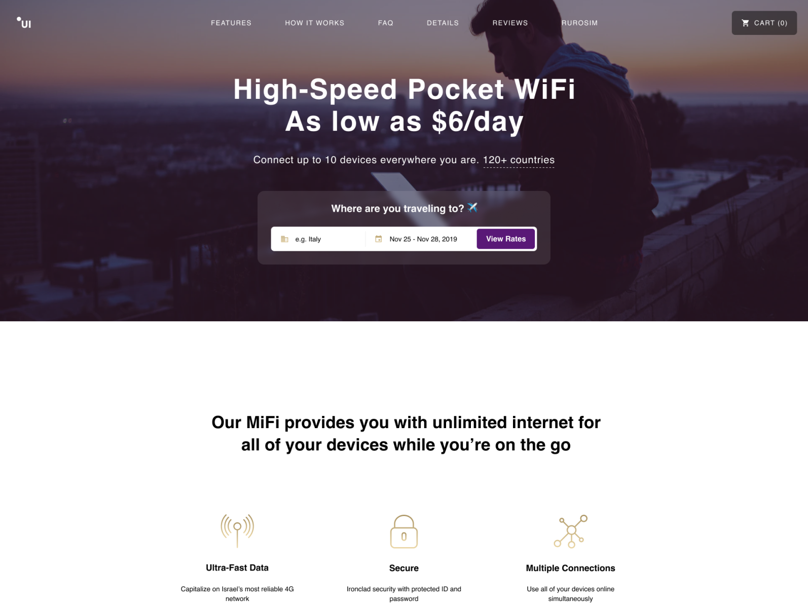 Pocket WiFi landing page by Yury Smirnov for UVIO on Dribbble