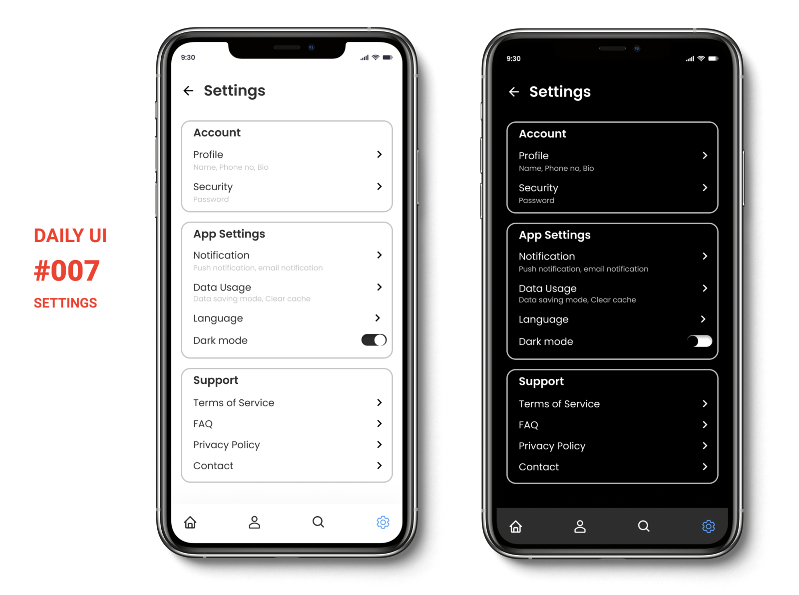 Daily UI #007 - Settings by Esther Daniel on Dribbble