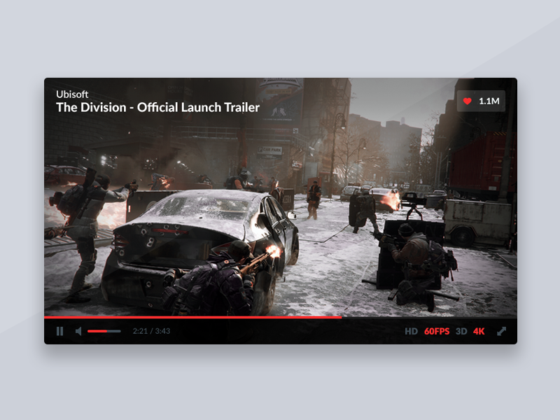 Video Player UI by Callum Watson on Dribbble