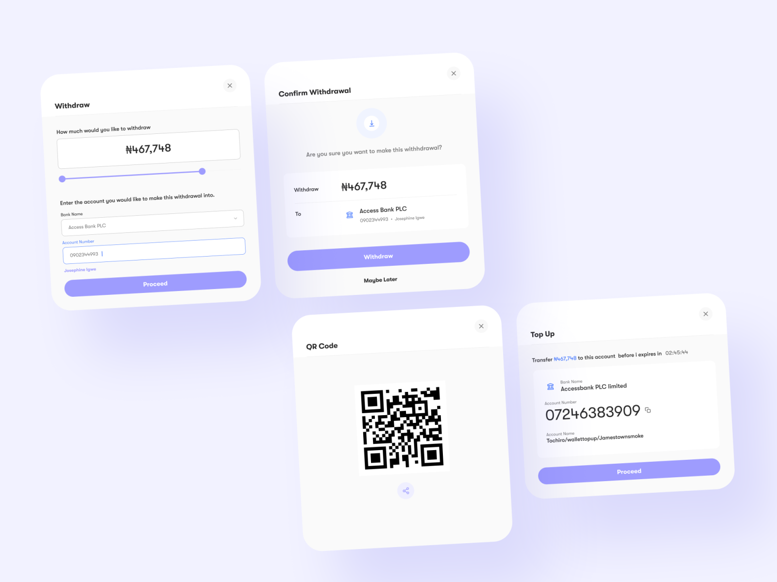 Withdraw and top up wallet modals by Tochiro on Dribbble