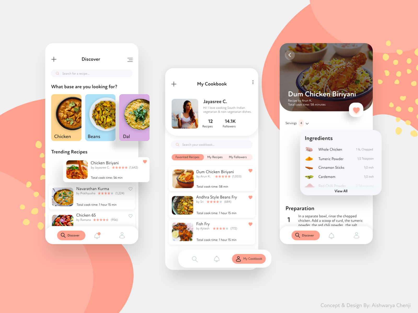 Cooking App Concept Design by Aishwarya Chenji on Dribbble