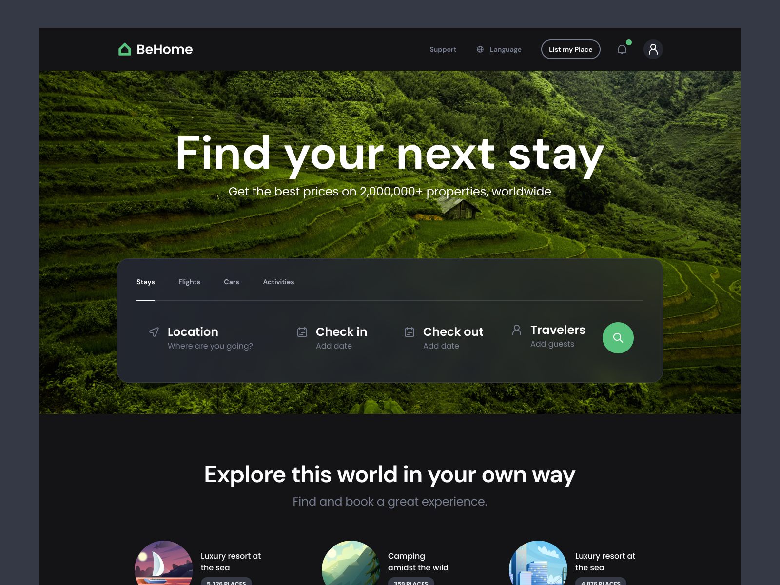 Homestay Booking Web Header by Tú Nguyễn on Dribbble