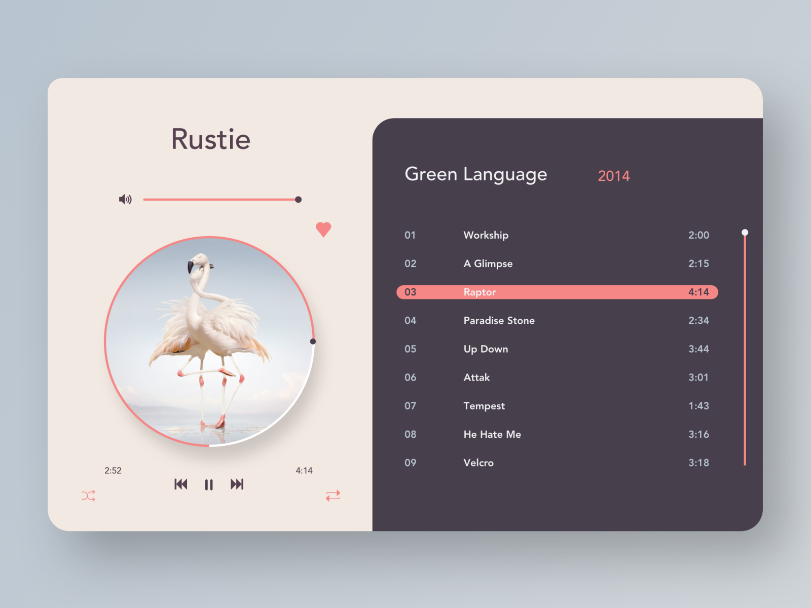 DailyUI #009 - Music Player by Des Flaherty on Dribbble