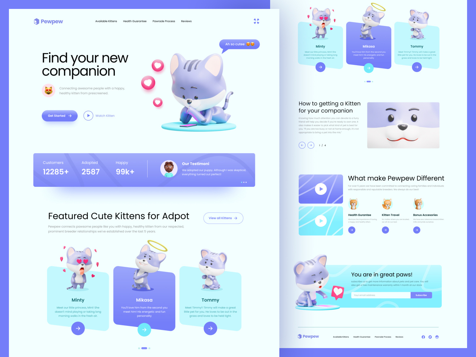 Cute Kitten Adoption - Landing Page Design with 3D by Kevin Al-Rizal ...